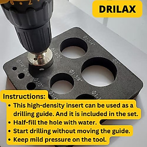 Drilax Diamond Hole Saw Set with Template Guide 0.25 to 2 inches 10 Pieces for Ceramic Porcelain Glass Tiles Quartz Granite Drilling 1/4, 3/8, 1/2 (0.5), 3/4, 1, 1 1/4, 1 3/8, 1 1/2, 1 3/4, 2 inches
