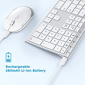 Bluetooth Keyboard Mouse for Mac OS, Ultra Slim Rechargeable Multi-Device Wireless Keyboard Mouse Combo for iMac, MacBook Pro, MacBook Air, iPad