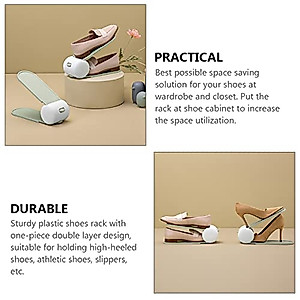 Baluue 4pcs Rack Green -Layer Display Slots Saving Organization Shoes Storage Stacker Organizer Slipper Sneaker Layer for Organizers Adjustable Space Practical Deck Sandal Household