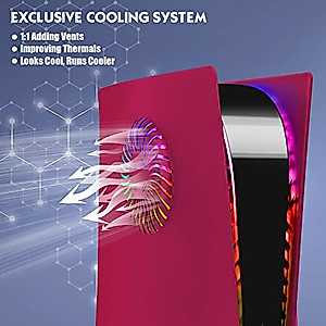 SIKEMAY PS5 Face Plates for Playstation 5 Console Disc Edition, PS5 Accessories ABS PS5 Cover Plates with Fan Vents, Hard Shockproof Anti-Scratch Replacement Protective Shell PS5 Cosmic Red Plates