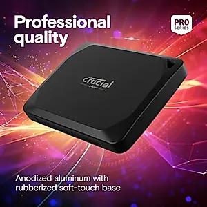 Crucial X10 Pro 1TB Portable SSD – Up to 2100MB/s Read, 2000MB/s Write Compact Storage for videographers, Photographers, and Gamers, USB 3.2 – External Solid State Drive