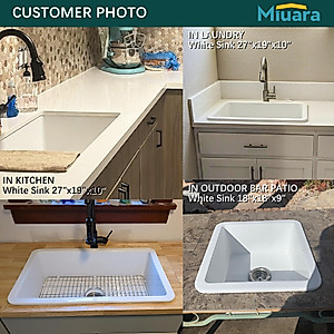 Miuara White Undermount Kitchen Sink 32 Inch - Large Kitchen Sink Drop In 32"x19", 9" Deep Dual Mount Drop In Kitchen Sink, Topmount Single Bowl Fireclay Sink For Kitchen, with Custom Accessories