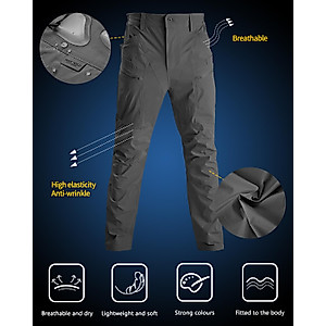 HAN·WILD Men's Tactical Pants Hiking Cargo Pant Lightweight Tear-Resistant Outdoor Combat Military Trousers Gray