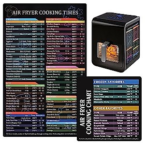Air Fryer Cheat Sheet Magnetic Air Fryer Cooking Times Chart Magnet Cheat Sheet Set Air Fryer Accessories Cookbook Recipe Card Meat Temp Guide for Airfryer Oven Cooking Pot Kitchen Appliances, 2 Pack