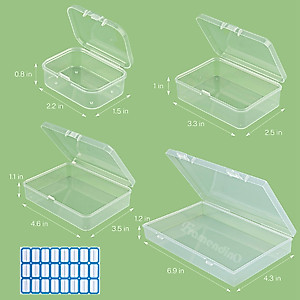 Framendino, 24 Pack Craft Organizers and Storage Rectangular Mini Plastic Containers Clear Plastic Storage Boxes Empty Beads Organizers for Small Items Art Craft Jewelry Projects