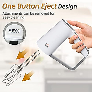 HOMCOM 5-in-1 Electric Hand Mixer, Handheld Mixer with Measuring Cup, 300W Immersion Blender with 5+1P Speeds, Dough Hooks, Chopper, Whisk and Mixers for Meat, Fruit, Mashed Potato and Milkshake