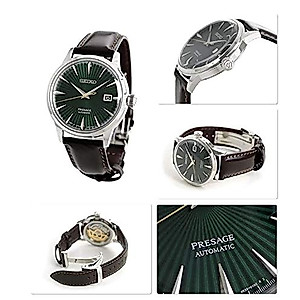 SEIKO mens PRESAGE 'Mockingbird' Cocktail Green Dial with Brown Leather Watch SRPD37J1