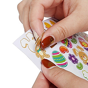 Naler Easter Stickers Sheet Assorted Easter Bunny Stickers for Easter Party Favor DIY Craft Art Making Decoration, 6-Pack, 300+pcs