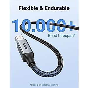 UGREEN Printer Cable, 6 FT USB A to B, Nylon Braided USB B Scanner Cord Compatible with Epson, Canon, HP, Brother, Dell, Samsung, Piano, DAC, Lexmark, Xerox, and More