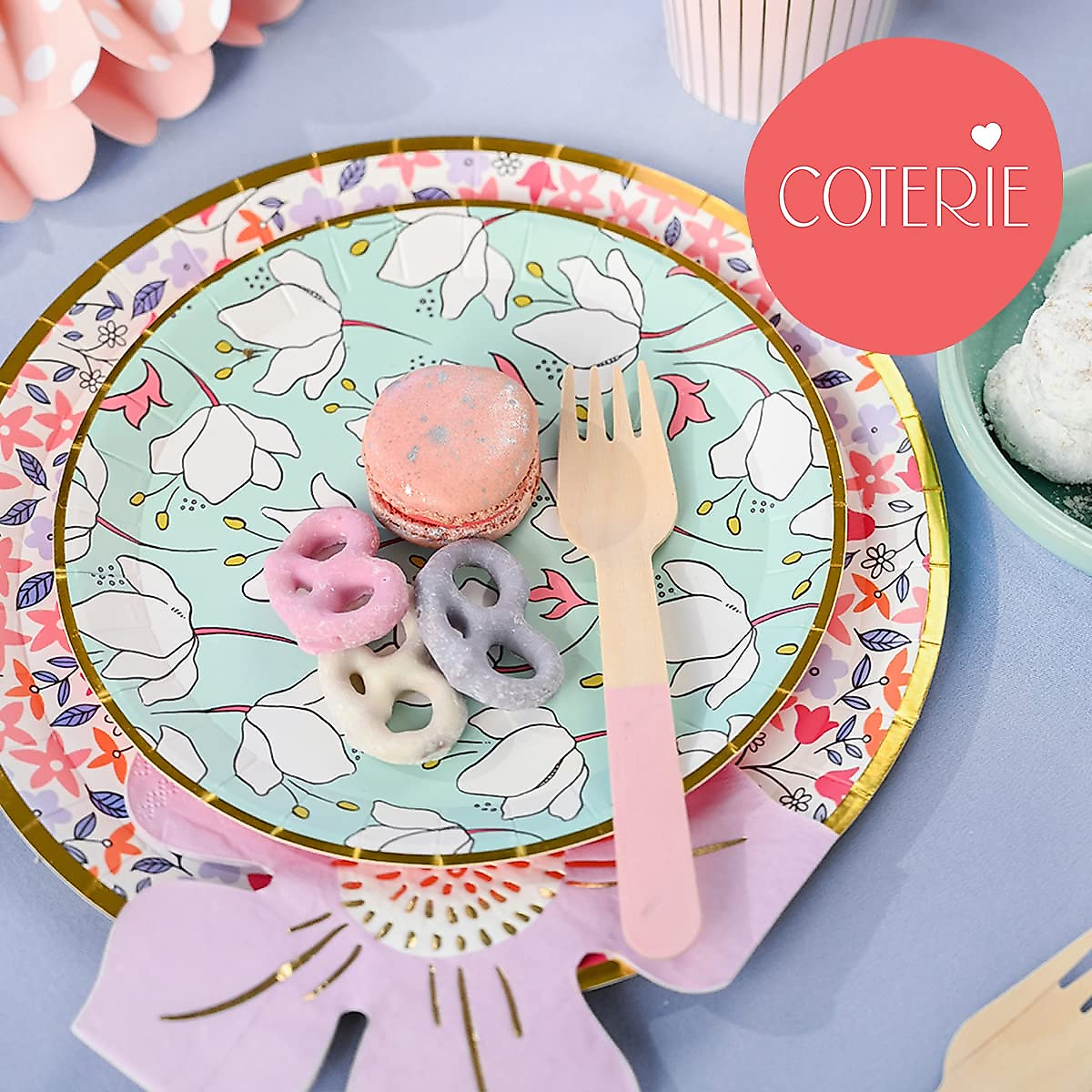 Coterie Full Bloom Floral Paper Plates (Set of 10 Small Spring Paper Plates) - Disposable Plates for Tea Party, Bridal Shower, Garden Baby Shower Decorations | 7.25” Floral Plates - 2 of Each Design