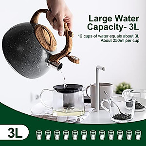 Greenual Tea Kettle, 3.2 Quart Loud Whistling Tea Kettle Stovetop, Food Grade Stainless Steel Teapot for Stovetop, Anti-Rust Tea Pot with Cool Touch Ergonomic Handle(Gray)