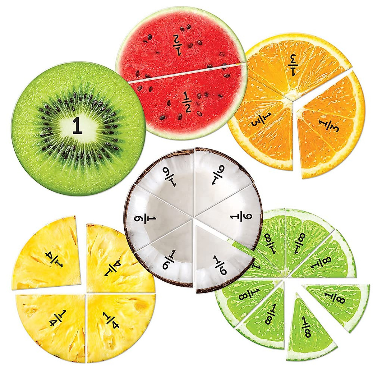 Learning Resources Magnetic Fruit Fractions, Number Learning for Kids Math, Montessori Math, Games for Kids, Educational Indoor Games, 24 Pieces, Age 6+