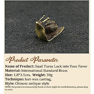 LOTONTJ Brass Statue Miniature Feng Shui Ornament Snail Turns Luck into Your Favor Tea Table Decorative Animal Sculpture Zen Garden Statue Home Office Figurine Attract Good Luck Money