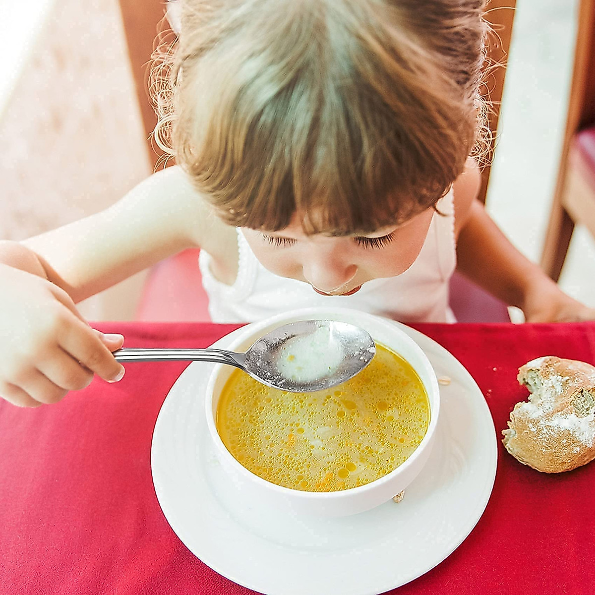 LIANYU 18-Piece Kids Silverware Set, Include 7 Children Spoons, 7 Toddler Forks, 4 Kids Knives, Stainless Steel Toddler Utensils Flatware Set, Mirror Finished, Dishwasher Safe