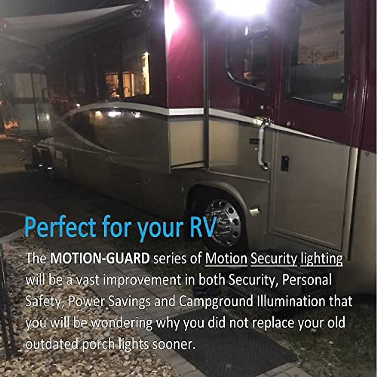 MOTION-GUARD, MG1000-450W, RV Motion Sensor Light, 12 Volt, Exterior Mounted Motion Sensor Bright LED Porch Utility IP65 Flood Light with Battery Monitoring Sensor and EMI Suppression, USA Designed