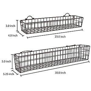 MyGift®, Set of 2 Brown Country Rustic Wall Mounted Openwork Metal Wire Storage Basket Shelves/Display Racks