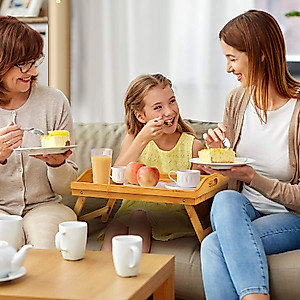 Bamboo Bed Tray Table with Foldable Legs & Extra Large Bamboo Serving Tray Food Tray