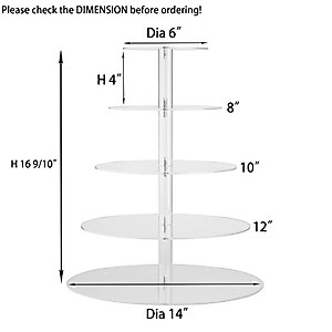 5 Tier Maypole Round Acrylic Cupcake Tree Tower Display Stand Display for Pastry Wedding Birthday Party- 16 Inch