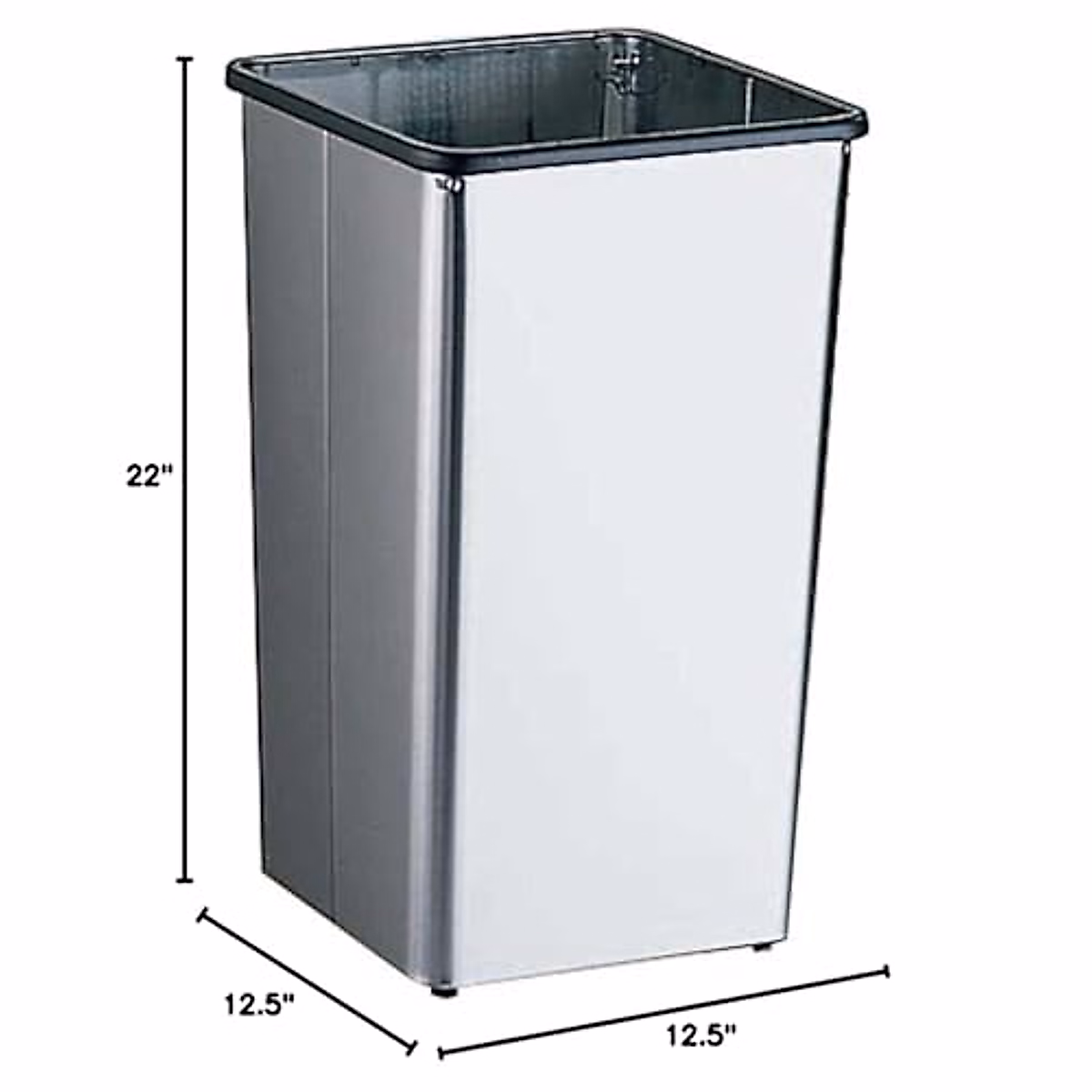 Bobrick 2260 Stainless Steel Floor-Standing Waste Receptacle with Open Top, Satin Finish, 13 Gallon Capacity, 12-1/2" Width x 22" Height