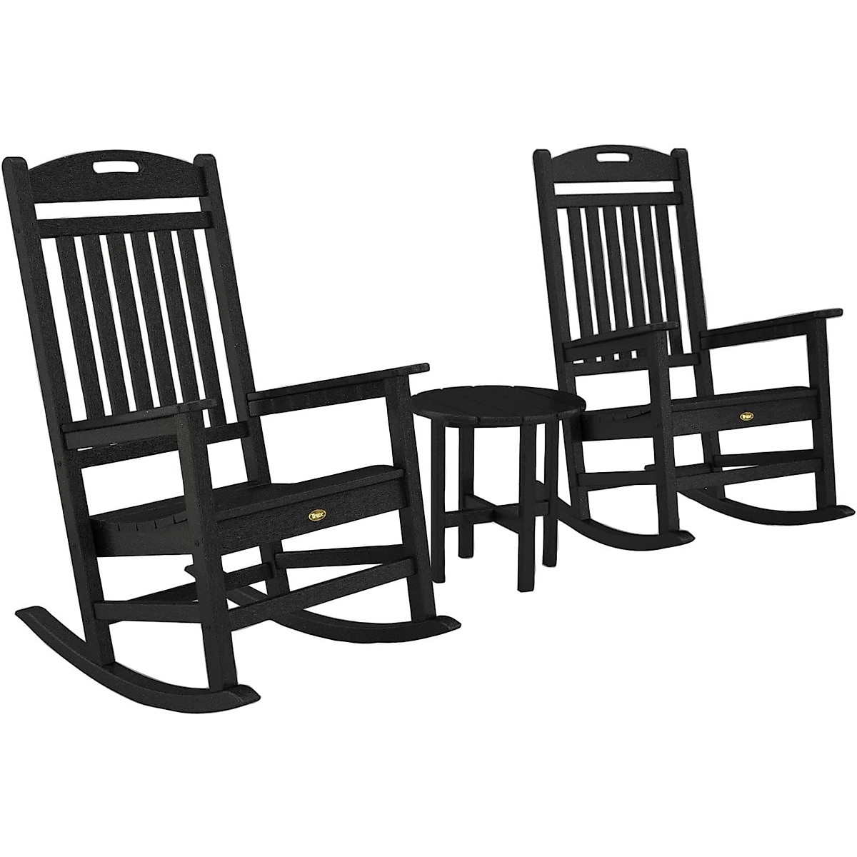 Trex Outdoor Furniture by Polywood 3-Piece Yacht Club Rocker Set, Charcoal Black