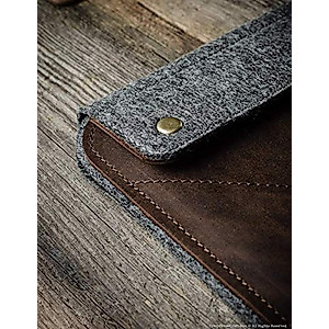 iPad Pro 12.9 inch leather case | Wood Brown, iPad Pro 11 cover, 10.2 inch sleeve, 100% wool felt, pencil holder handmade Crazy Horse leather tablet bag, NEW 2020 iPad Air 10.9 inch, Crazy Horse Craft