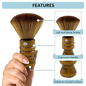 G. S. I. Professional Neck Hair Duster | Barber Brush | Barber Supplies | Professional Barber Accessories | Hair Styling Tools | Brown Hair Brush | Single Pack 14 x 4.5 cm