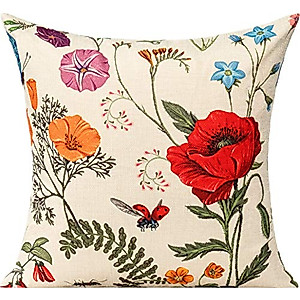 All Smiles Outdoor Patio Throw Pillow Covers Summer Spring Garden Flowers Farmhouse Décor Outside Furniture Swing Seat Bench Chair Decorative Cushion Cases 18x18 Set of 4 for Deep Seat Bed Couch Sofa