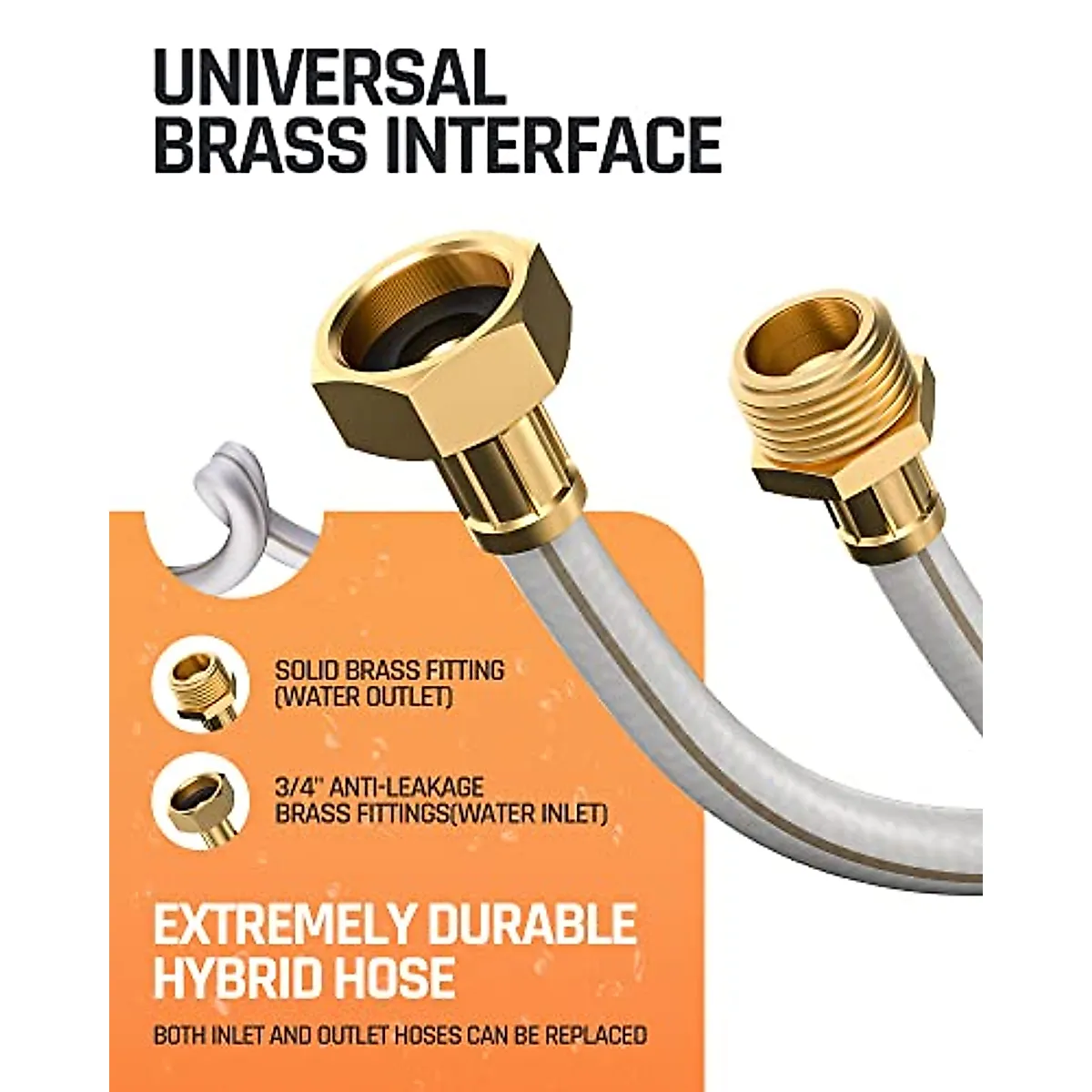 FIILPOW 1/2 Inch 100 FT Retractable Garden Hose Reel, Slow & Safe Return System, Water Hose Reel with Brass Connector, Double Lock Design, 8 Patterns Nozzle, 180° Swivel for Garden Watering