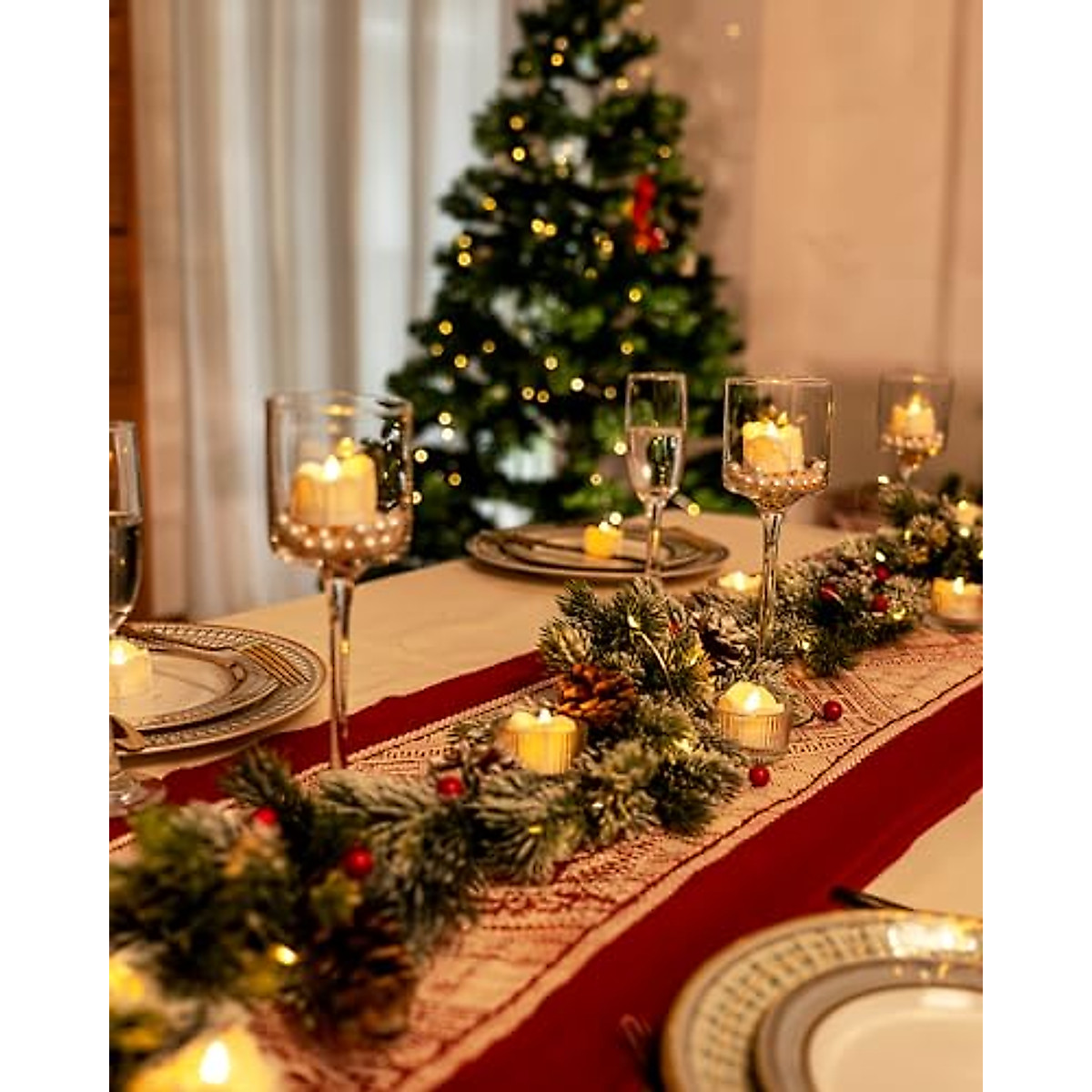 Homemory Timer Tea Lights, Flameless Flickering Battery Operated, Auto-On 6 Hours and Off 18 Hours Everyday, Batteries Included, Long-Lasting, Pack of 12