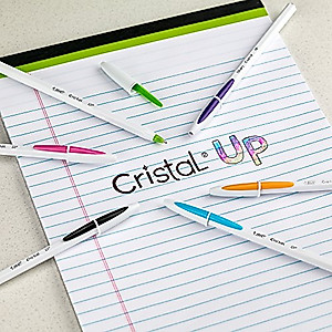 BIC Cristal Up Ballpoint Pen, Medium Point (1.2mm) Distributes Ink Evenly, Assorted Colors, 6-Count