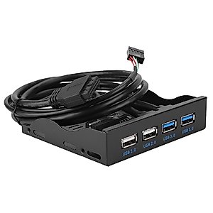 ASHATA USB Front Panel,3.5-inch 19PIN/9 Pin High Speed USB3.0+USB2.0 4-Port Floppy Drive Front Panel,USB 3.0 Front Panel 3.5 Plug and Play,Easy to Install