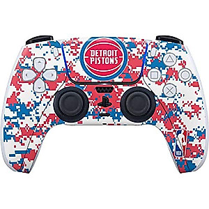 Skinit Decal Gaming Skin Compatible with PS5 Controller - Officially Licensed NBA Detroit Pistons Digi Camo Design