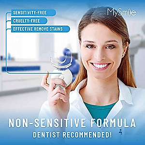 MySmile Teeth Whitening Kit with LED Light, 10 Min Non-Sensitive Fast Teeth Whitener with 3 Carbamide Peroxide Teeth Whitening Gel, Helps to Remove Stains from Coffee, Smoking, Wines, Soda, Food