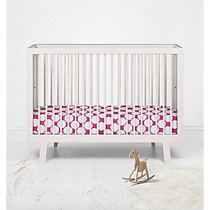 Bacati - ONE Large DOTS Soft Breathable 100% Cotton Percale Baby Crib Fitted Sheet - Fits Standard 28 x 52 x 5 Crib & Toddler Mattresses (Pink/Fuchsia)