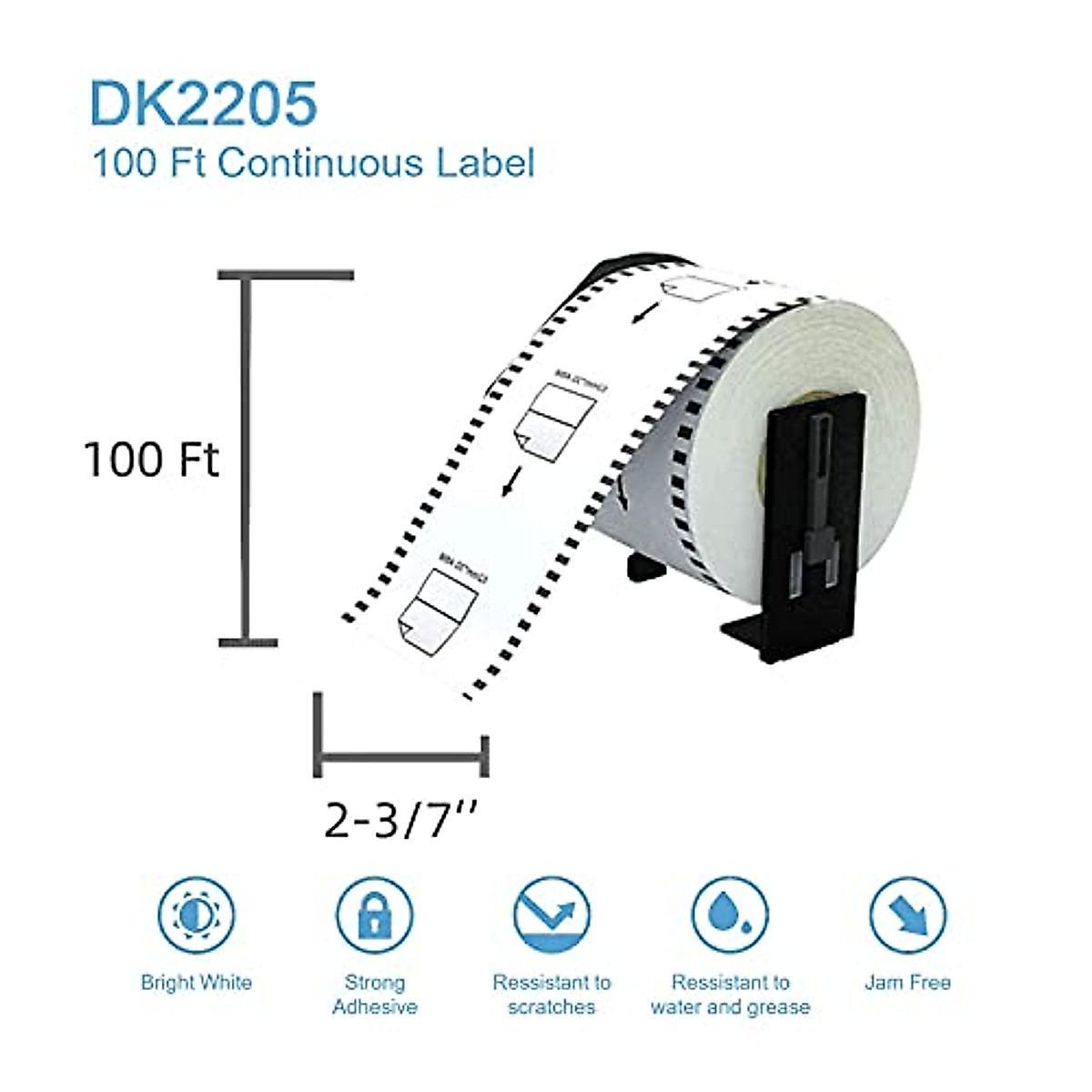 Labelebal Compatible 2-3/7" x 100' Direct Thermal Continuous Length Labels Replacement for DK-2205 Shipping Mailing Postage Compatible for Brother QL Printer (12 Rolls + 1 Frame, 30.48m Labels/Roll)…
