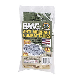 BMC Classic Payton Anti-Aircraft Tanks - 4pc Tan Green Plastic Army Men Vehicles