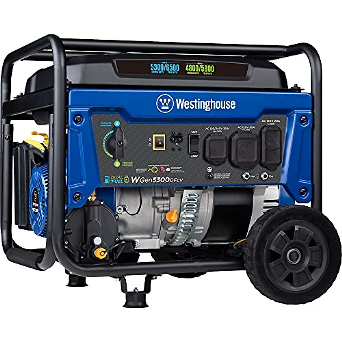 Wesinghouse 6600 Watt Dual Fuel Home Backup Portable Generator, Transfer Switch Ready 30A Outlet, RV Ready 30A Outlet, CO Sensor, CARB Compliant