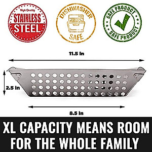 Grillaholics Heavy Duty Grill Basket - Large Grilling Basket for More Vegetables - Stainless Steel Grilling Accessories Built to Last - Perfect Vegetable Grill Basket for All Grills and Veggies