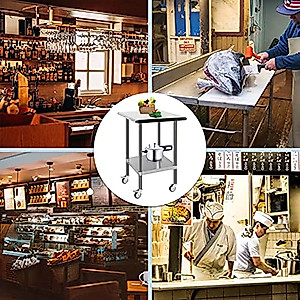 MYOYAY Stainless Steel Table for Prep & Work 24 x 24 x 36 Inches NSF Metal Commercial Table with Adjustable Under Shelf Heavy Duty Work Table with Wheels for Restaurant, Home and Hotel