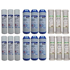 3 Years Supply (18 pcs) Universal Reverse Osmosis RO Replacement Set of 3 filters: Sediment, GAC, Premium Coconut CTO Carbon Block