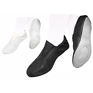 Set of Two Black & White Toddler/Kids/Adult Gymnastic Shoes - Trampoline Shoes Gymnastics - Tumbling Shoes - Agility Gym Shoes Goat Leather Slip-on Rubber Sole, Black & White, 5 UK