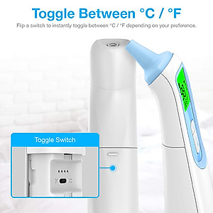 CandyCare Touchless Smart Infrared Thermometer with LCD Digital Screen (3-in-1 Measurement) for Adult and Kid, Temperature Gun Reading Detection on Forehead and Ear (Battery NOT Included)