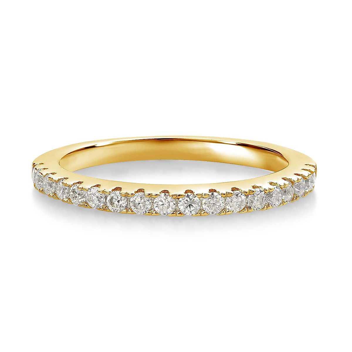 Gem Stone King 925 Sterling Silver White Created Moissanites Stackable Wedding Band Half Eternity Ring For Women (0.30 Cttw, G-H Color, Available in Size 5,6,7,8,9)