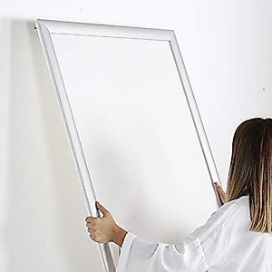 M&T Displays Portable Snap Poster Frame 36x48 Inch Silver 1.77" Aluminum Profile, Front Loading Wall Mounting Display for Photo Picture Document Certificate Mitered Corner Anti Glare Cover