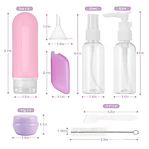Beveetio 17 Pack Travel Bottles TSA Approved, 3OZ Leakproof Silicone Refillable Travel Size Containers for Toiletries, BPA Free Travel Accessories Tubes Cosmetic Shampoo Lotion Soap