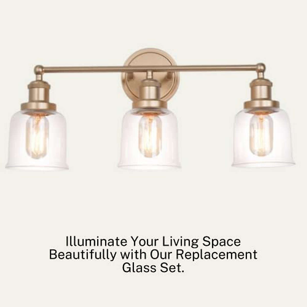 LIGHTACCENT Clear Glass Ceiling Fan Light Covers, Glass Lamp Shade Replacement for Ceiling Fans with Lights, Ceiling Fan Globe Replacement, Fan Light Cover, Black Light, 4-Pack Set of 4