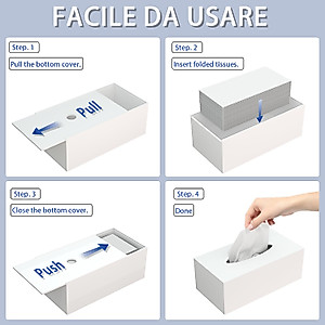 Acrylic Tissue Box Cover Rectangle, PITBVO White Tissue Box Holder, Facial Napkin Dispenser for Bathroom Kitchen Bedroom Office Hotel Use Shiny White