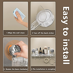 Shower Caddy Storage Rack without Drilling, Clear Shower Shelf with Suction cup, Wall Mounted Shower Rack, Shower Organizer - light luxury style glacier pattern Storage Caddy - Bathroom, Kitchen, room