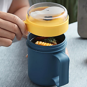 PURPLELU Leak-Proof Soup Thermos, 500Ml Portable Porridge Pot with Lid, Mini Handle Milk Cup, Suitable for Home Office