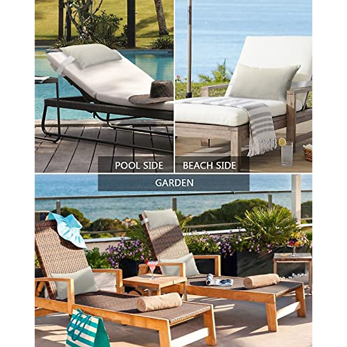 Recliner Head Pillow Ledge Loungers Chair Pillows with Insert Abstract Gradient Line Art Lumbar Pillow with Adjustable Strap Outdoor Waterproof Patio Pillows for Couch Beach Pool Office Chair, 2 PCS